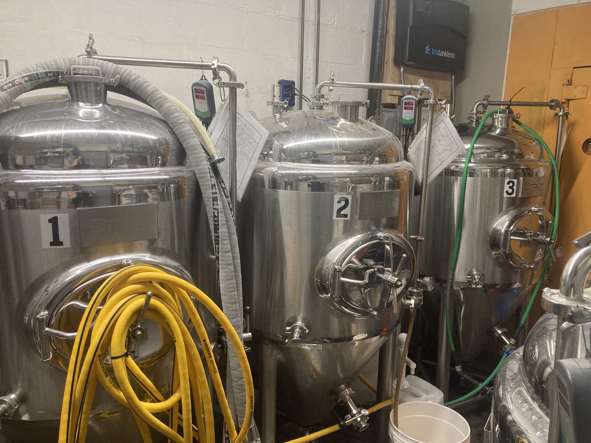 2 3BBL Jacketed Stout Tanks Fermenters, 1 3BBL Stout Jacketed Brite ...